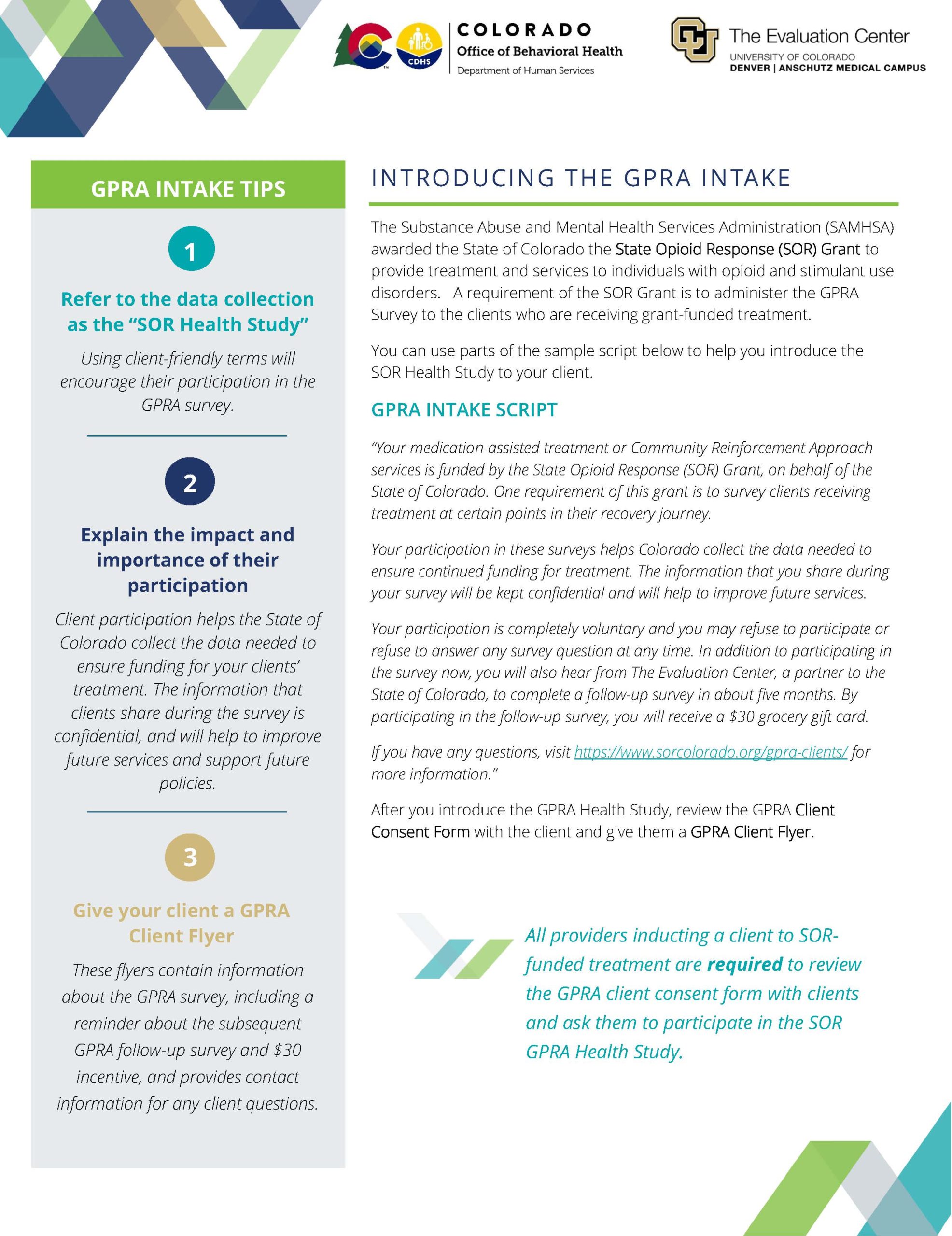 Provider Resources | SOR Colorado - Evaluation